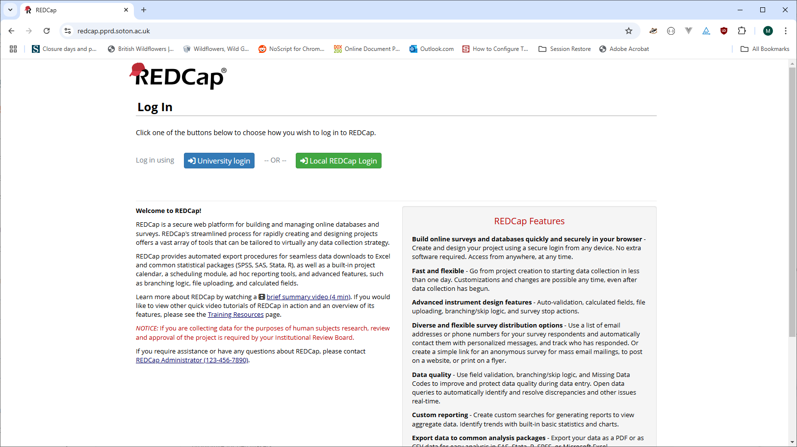 REDCap – Research Application Support Team, iSolutions, University of Southampton